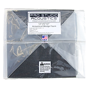 Pro Studio Acoustics - Charcoal - 12"x12"x2" Acoustic Wedge Foam Absorption Soundproofing Tiles - 12 Pack