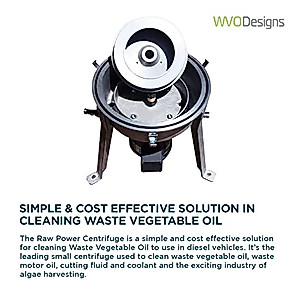 WVO Designs Waste Oil Centrifuge — Cleans Waste Vegetable Oils & Other Fluids — Extracts Dirt & Water — Processes Up to 25 Gallons/Hour