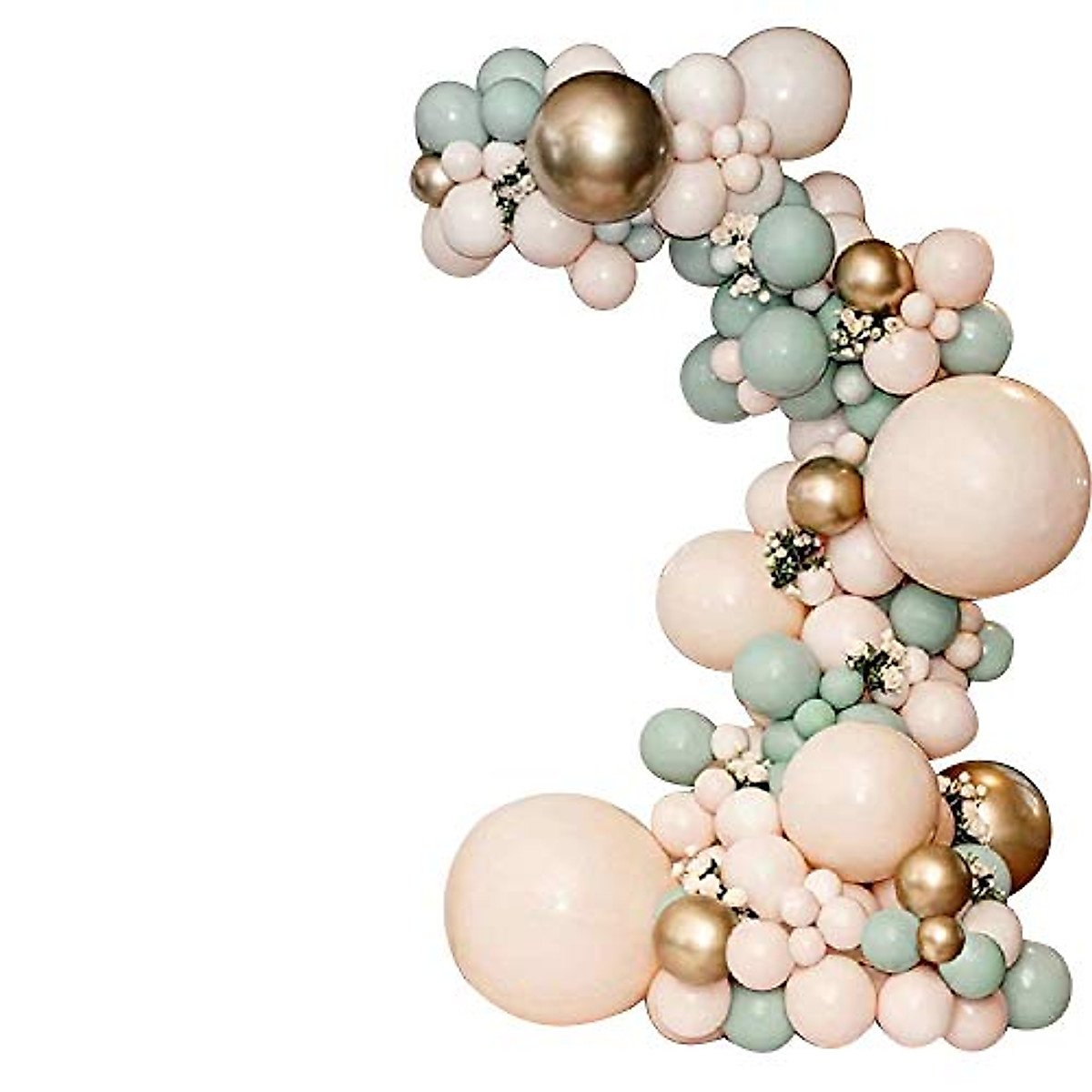 Topico 117 PCS Sage Olive Green Balloons Decor, Improved Design Sage Green Peach Blush Gold Balloon Garland Arch Kit, Jungle Safari Tropical for Baby Shower Wedding Birthday Theme Party Decorations Supplies