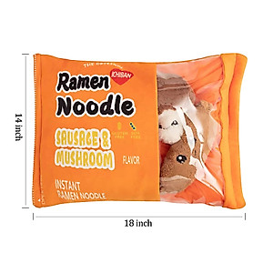 Nenalayo Plush Pillow Cute Bag of Sausage Mushroom Ramen Noodle Plush Toy, Removable Fluffy Stuffed Dolls Creative Gifts for Girls Kids, Sofa Chair Decorative Pillow