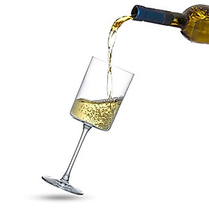 JoyJolt Claire 11.4oz White Wine Glass Set. Crystal Glasses. Elegant Stemware Stemmed Wine Glasses Made in Europe. Unique and Modern Wine Glasses with Stem. Set of 2