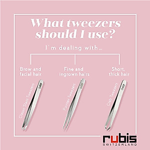 Rubis Stainless Steel Pointed Tweezers for Precise Eyebrows and Hair Removal, 1K003RG, Red Gold,Rubis Switzerland Swiss Made World Renowned Precision