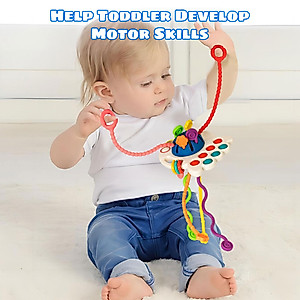 Xouduxpl Baby Toys, Montessori Toy for 6-12 12-18 Months Toddler Babies, Sensory Toy, Motor Skills & Pull String Activity for 1 2 3 4 5 6 Years Old Infant Boy Girl Easter Gifts