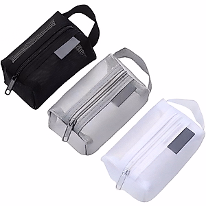 Finyoffiy 3pcs Portable Square Mesh Storage Bag,Zippered Mesh Cosmetic Bag,Small Square Mesh Coin Purse Travel Storage Carry Pouch (3pcs)