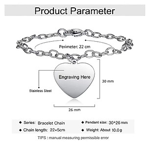 Personalized Picture Heart Bracelets for Women,Mother Day Round Rectangle Bracelet Stainless Steel Memory Gifts Custom Mother Bracelets for Family as Christmas Birthday Gift (A-heart)