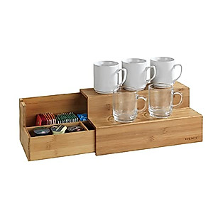 WENKO Bamboo Tea Bag Organizer with Drawer, Tea Bag Storage Container, Coffee and Tea Caddy for Kitchen, Tea Station, Tea Bag Holder, Coffee Bar Accessories and Organizer, 13 x 6.7 x 5.9 in