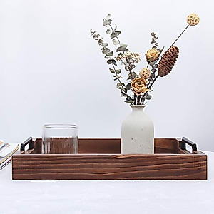 Wood Serving Tray with Handles, Butizone Rustic Nesting Serving Trays for Eating, Breakfast, Party, Kitchen, Tea Coffee Table, Ottoman and Home Decor, Decorative Serving Trays, Set of 3