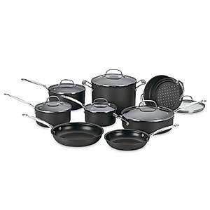 Cuisinart 66-14N 14 Piece Chef's Classic Non-Stick Hard Anodized Cookware Set with 9-Speed Immersion Hand Blender Bundle (2 Items)