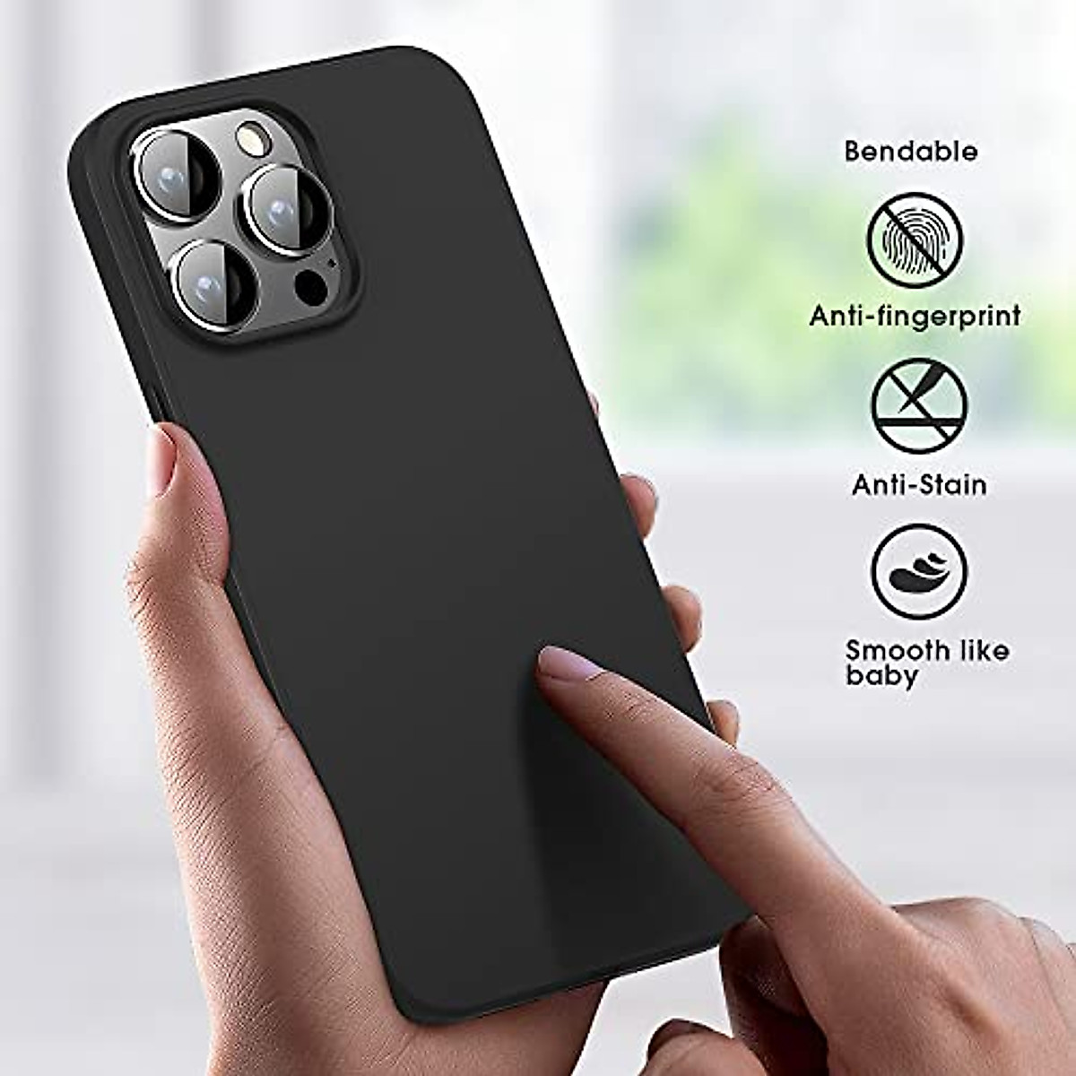 X-level Compatible iPhone 14 Pro max Case Slim Fit Ultra-Thin [Guardian Series] Soft TPU Matte Finish Coating Phone Cases Lightweight Anti-Scratch Back Cover Grip 6.7" (2022)-Black