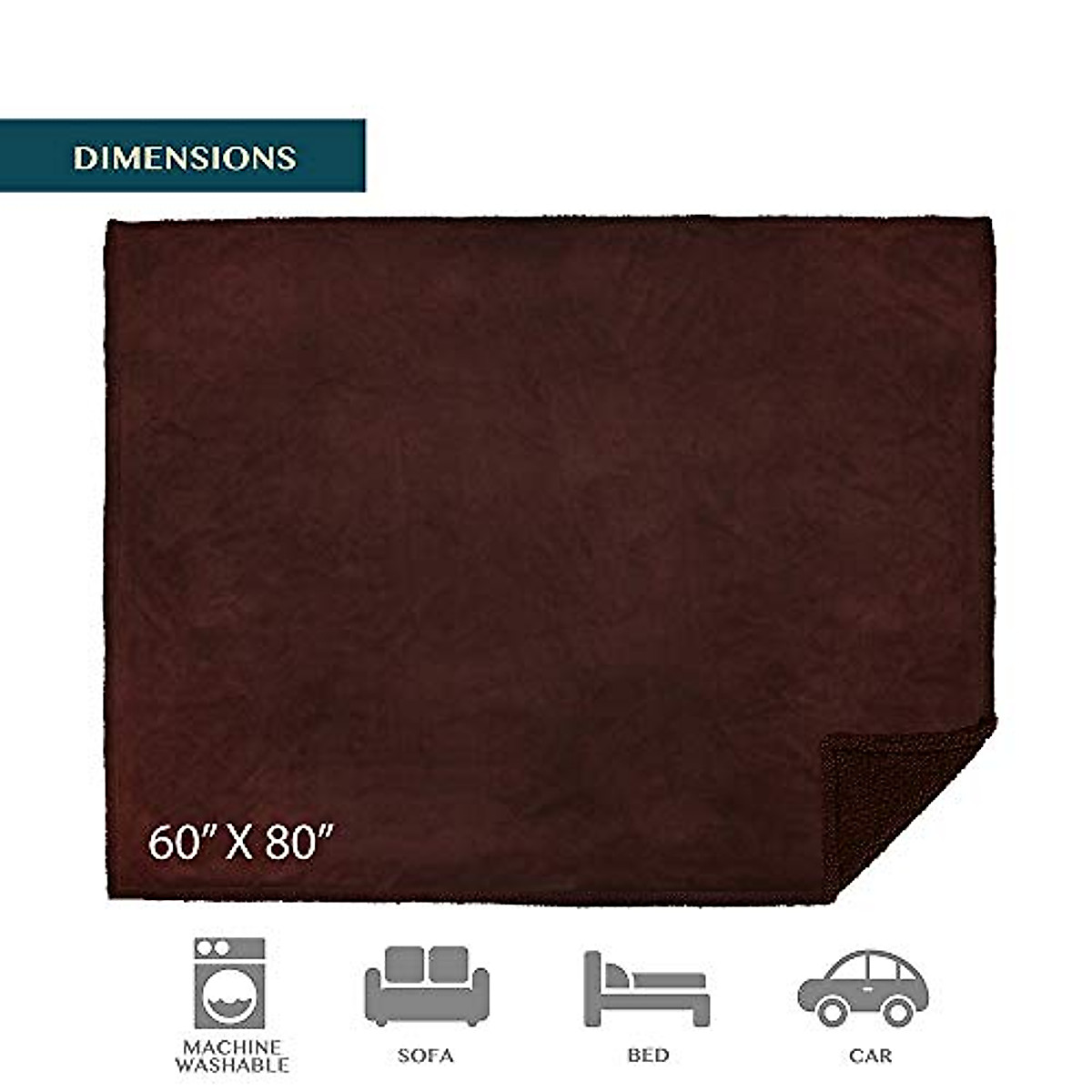 Pavilia Waterproof Couch & Dog Blanket | Plush Soft Warm Fuzzy Sherpa, Brown, 90x90
