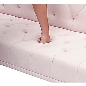 Tufted Upholstered Velvet Modern Futon Loveseat Sleeper Sofa Bed Convertible Couch Daybed,Folding Sofá Beds Recliner,Small Love Seat 2-Seat Couches with Toss Pillows&Metal Legs for Living Room