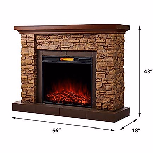 Comfort Smart Stackstone Electric Fireplace Mantel Package - Brown Stone, ASSM-021-2856