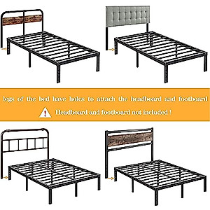 COMASACH Twin Size Bed Frame 12" High Heavy Duty Platform Bed Frame,Sturdy Steel Frame,Support up to 3500lbs,No Box Spring Needed,Noise-Free,Easy Assembly
