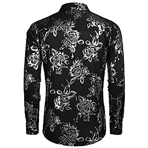 COOFANDY Mens Rose Shirt Long Sleeve Dress Shirt Button Down Casual Slim Fit