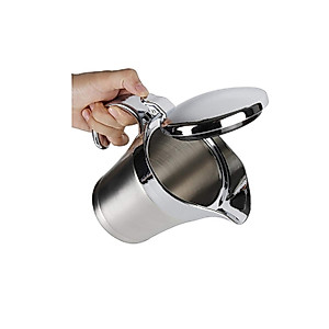 IAXSEE Gravy Boats, Gravy Warmer, Double Wall Stainless Steel Make, Creamer Pitcher and Caramel Sauce for Coffee, 16 oz Stainless Steel Pitcher (16 oz)
