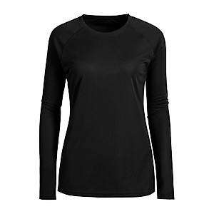 Women's UPF 50+ Sun Protection Long Sleeve Performance Active Top Shirts Fitness Workout Running Sports Leisure T-Shirt (3XL, Black)