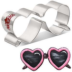 LILIAO Heart Shape Sunglasses Cookie Cutter Summer Beach Fondant Biscuit Cutter - 3.6 x 1.6 inches - Stainless Steel