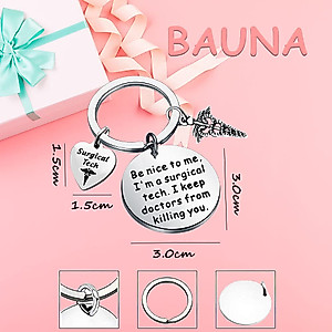BAUNA Surgical Tech Keychain Surgical Technologist Gift I Keep Doctors From Killing You Jewelry for Surgical Nurse Doctor (Surgical Tech Keychain)