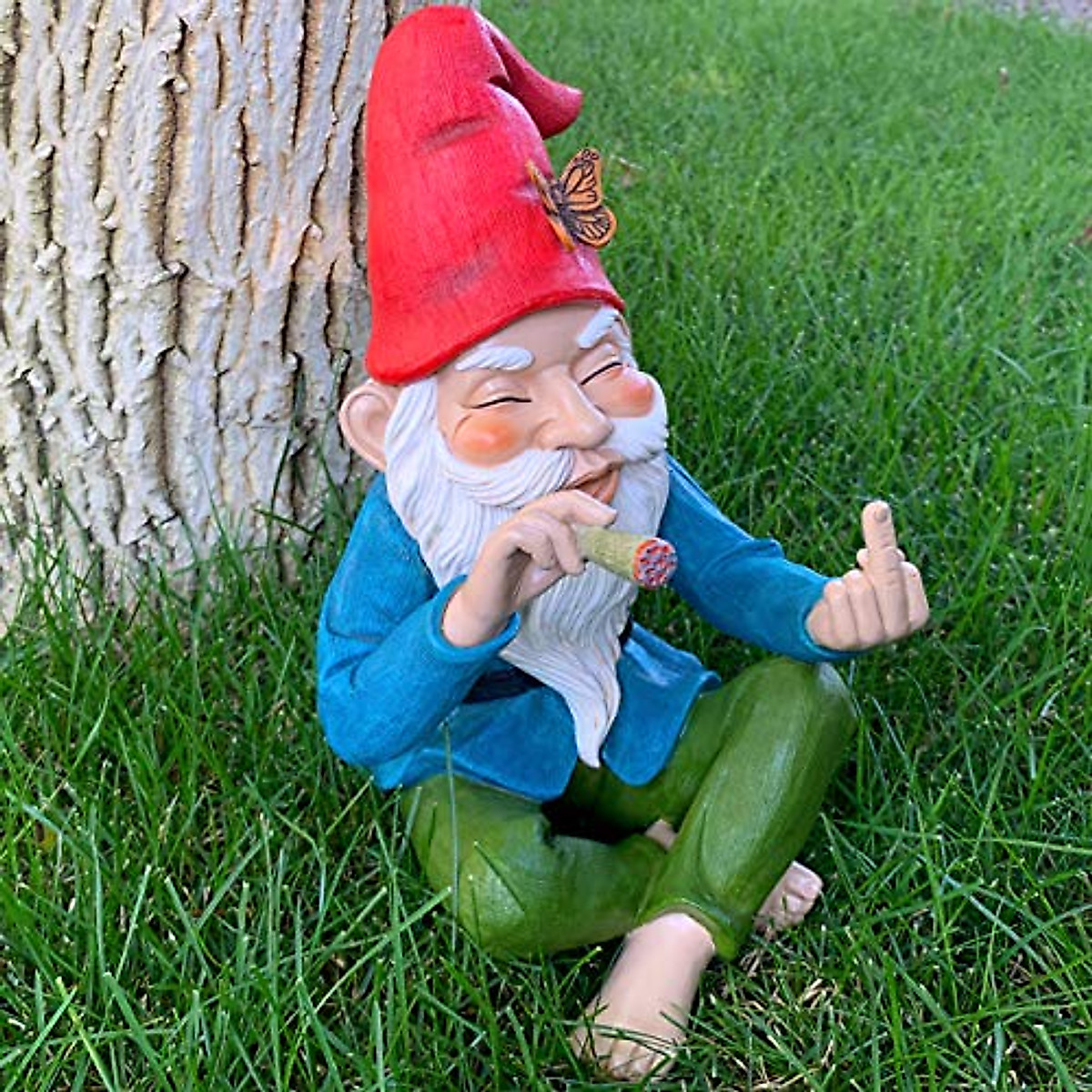 Mood Lab Garden Gnome - Relaxed Gnome - 9.6 Inch Tall Statue Lawn Garden Figurine - for Outdoor or House Decor