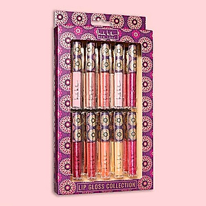 Nicole Miller Lip Gloss Collection Shimmery Glosses for Women and Girls Long Lasting Color Set with Rich Varied Colors, Pink Shimmer, 10 Count (Pack of 1)