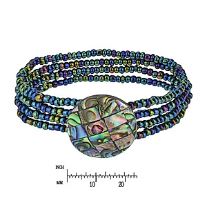 AeraVida Vibrantly Colored Abalone Shell Mosaic and Bead Multi-strand Bracelet | Mosaic Glass Bead Bracelet | Abalone Shell Bracelet for Women | Beaded Handmade Bracelet