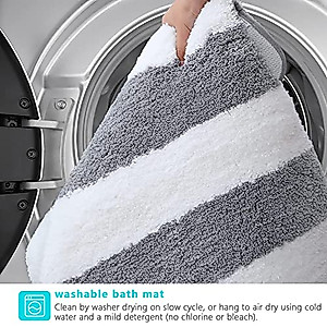 WEIDUOYI Microfiber Bathroom Rugs, Non-Slip Shaggy Soft Bath Rug, Thick Plush Bathroom Mat, Ultra Absorbent and Machine Washable Dry Bath Mats for Bathroom, (16" x 24", Grey1)
