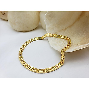 MUSEUM REPRODUCTIONS Classical Meander Gold Link Necklace - Inspired by Greek Architecture - 16"