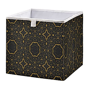 ALAZA Collapsible Storage Cubes Organizer,Islamic Ornament Storage Containers Closet Shelf Organizer with Handles for Home Office