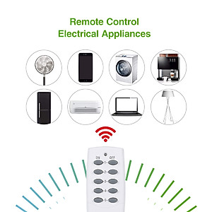 BN-LINK Mini Wireless Remote Control Outlet Switch Power Plug in,6.6FT Extension Cord Flat Plug, White Surge Protector Power Strip with 3AC Outlets 4 USB Ports