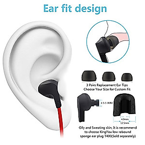 KingYou Bluetooth Earbuds Wireless Sports Headphones Super Comfort in Ear Magnetic Earphones with Built in Microphone Sweatproof for Gym Workout Running Jogging 8 Hours Play time (Red & Black)