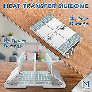 Mata1 Vertical Laptop Stand (Silver), Aviation-Grade Aluminum Not ABS Plastic to Dissipate Heat & Protect Your Devices, Adjustable w/ Lock Rings & Anti-Slip Dock Compatible w/ All 7-17.3 inch Devices