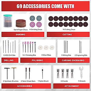 TOOLSPACE 12V Cordless Rotary Tool Kit - 6 Variable Speeds USB Charging Power Rotary Tools for Engraving, Sanding, Polishing, Cutting, Grinding, Wood Carving, DIY and Craft Projects