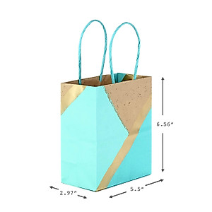 Hallmark 6" Small Paper Gift Bags (Pack of 8 - Kraft, Turquoise & Mint) for Christmas, Birthdays, Weddings, Mother's Day, Baby Showers, Bridal Showers, Care Packages, Any Occasion