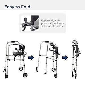 Drive Medical 10233 Clever Lite Foldable Rollator Walker, Gray