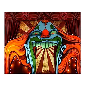 Funnytree 10x8ft Durable Fabric Horror Circus Theme Halloween Photography Backdrop No Wrinkles Giant Evil Clown Hallomas Birthday Party Background Scary Grove Vampire Decor Banner Photobooth Studio