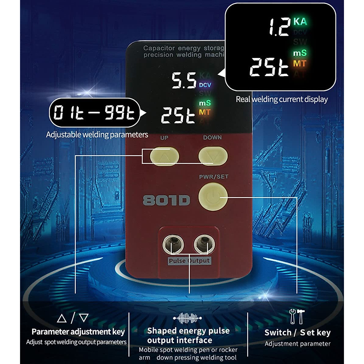 RCBDBSM 801D Battery Spot Welder 12 KW Capacitor Energy Storage Spot Welding Machine, Pulse Welding Machine for 18650 14500 Lithium Batteries Battery Pack Work