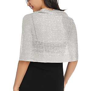 Silver Shawls and Wraps for Evening Dresses Shall for Women Dressy Shawls for Evening Wear Transparent Scarf for Dresses (Silver)