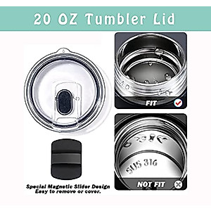 20 oz Magnetic Tumbler Replacement Lid - Compatible with yeti Rambler, Ozark Trail, Old Style Rtic and More - MagneticSlider Switch Spill Proof Tumbler Cover, BPA Free, Black(1 Pack)