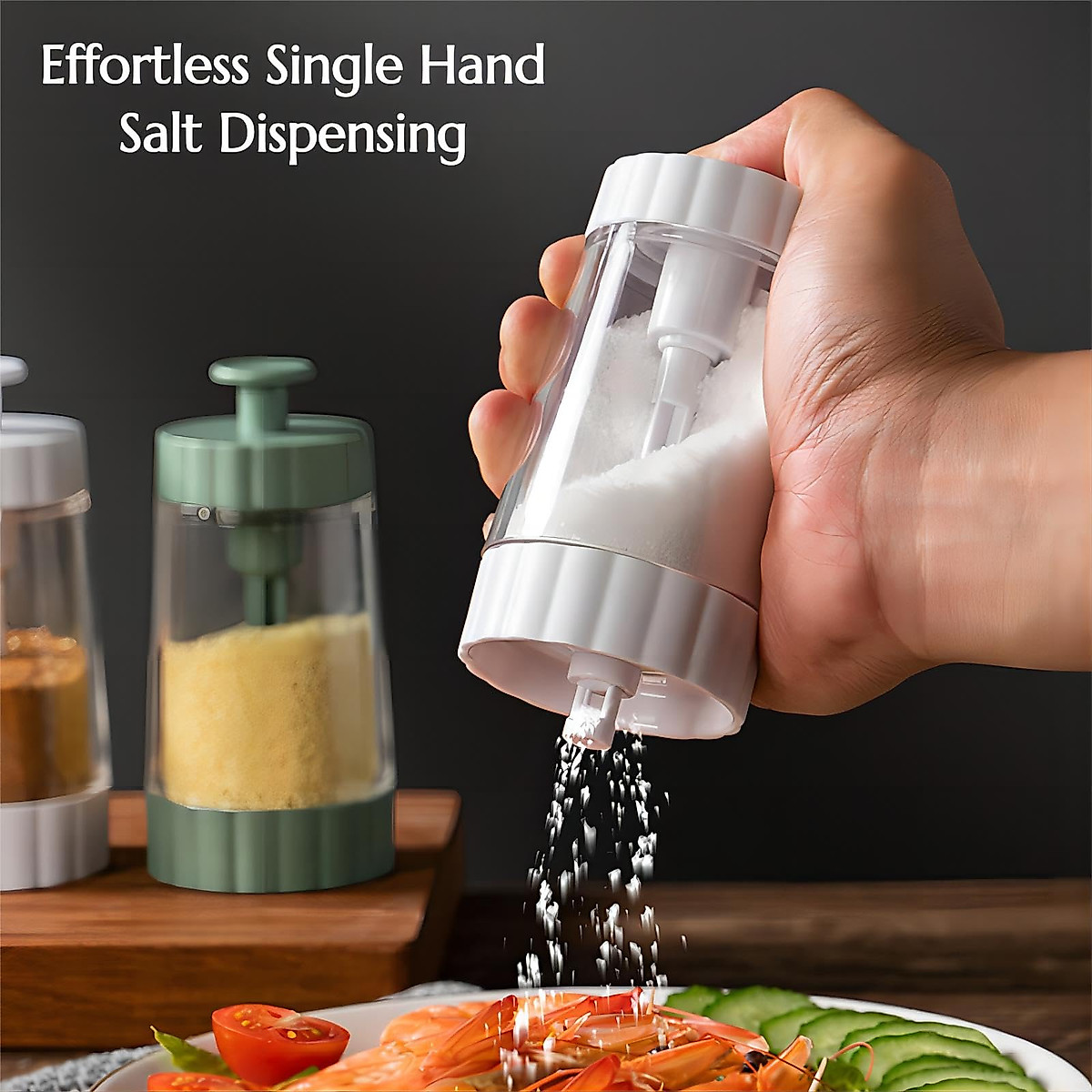 KINTEGOOD Upgrade Salt and Pepper Shakers, Salt Shaker Spice Shaker Seasoning Shaker, Salt Container Salt Dispenser Salt Shakers for Kitchen, Salt and Pepper Shakers Set (1*Green)