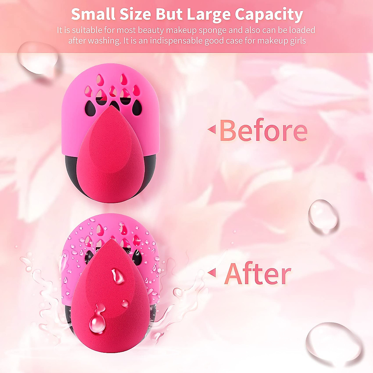 keilend Makeup Sponge Holder, Beauty Sponge Container with Cover,Reusable Protective Carrying Container,Sponge Dustproof Case for Travel, Home(Pink-Black)