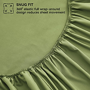 JELLYMONI Full Sheet Set - Avocado Green Soft Polyester Microfiber Sheets for Full Size Bed, Deep Pocket Up to 16", 4 Pieces Silky Bedding Sheets & Pillowcases