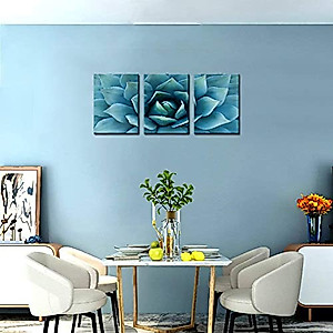 Biuteawal- Modern Canvas Painting Wall Art Blue Agave Picture Plant Painting Wall Decor Turquoise Teal Art Print Gallery Wrap Ready to Hang Modern Bedroom Decorations