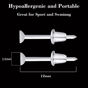Formulen Clear Earrings Findings Set,3mm Plastic Earrings Findings Set for Sensitive Ears,Clear Earrings Findings Set for Sport