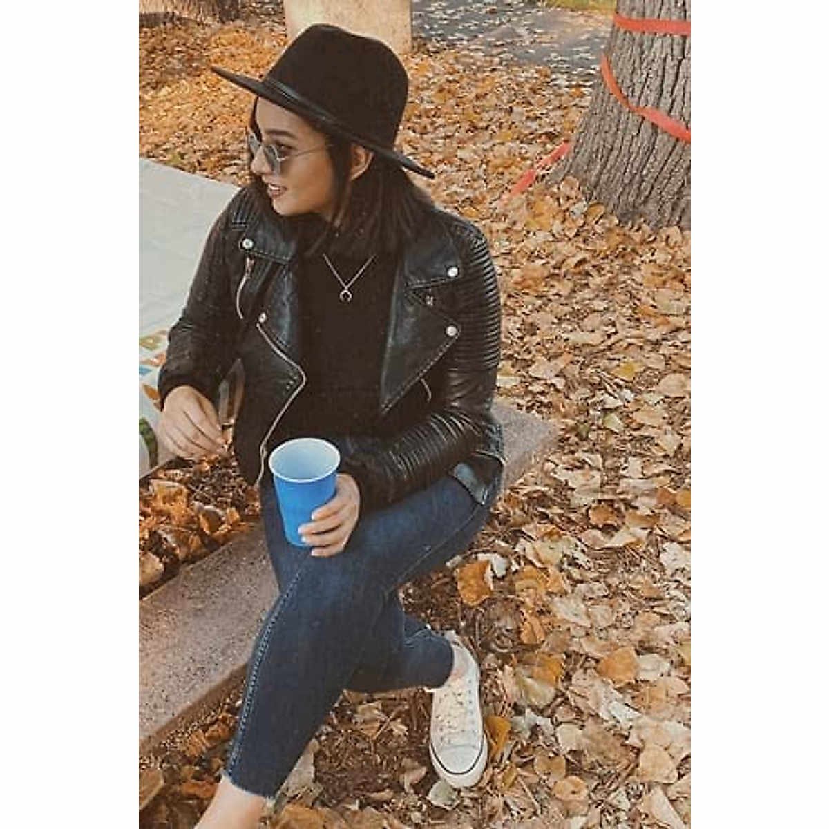 Womens Vintage Wide-Brim Fedora-Hat with Belt-Buckle Panama Hat for Women (Black 1pc, M:56-58cm/22.4-23.2inch)