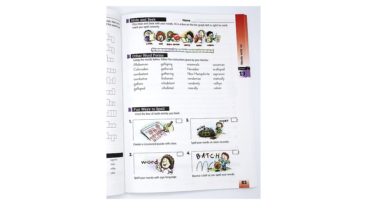 5th Grade Spelling Workbook Level E - A Reason For