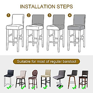 YEZEX Bar Chair Stool Cover Set of 4, Printed Chair Covers Washable&Stretchable, Counter Barstool Chair Slipcovers, Hotel, Ceremony, Corn Poppy