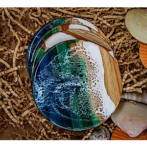 CUTTING BOARD AND CUP HOLDER SET, CHOPPING BOARD AND CUP HOLDER SET, RESIN CUTTING BOARD, CHOPPING BOARD, CUTTING BOARD, OCEAN THEME CUTTING BOARD, CUSTOMIZED CUTTING BOARD, PERSONALIZED CUTTING BOARD