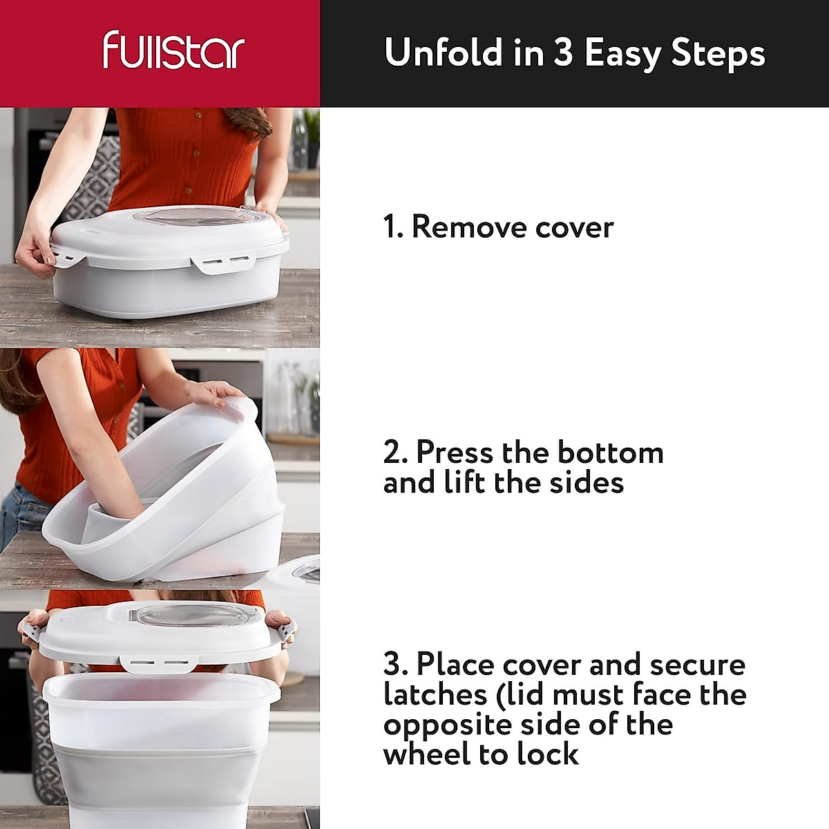 fullstar Large Dog Food Storage Container Up to 37.5 lbs Capacity - Collapsible Pet Food Storage - Pet Food Container - Dog Food Storage - Dog Food Bin - Pet Food Storage Containers - Dog Food Holder