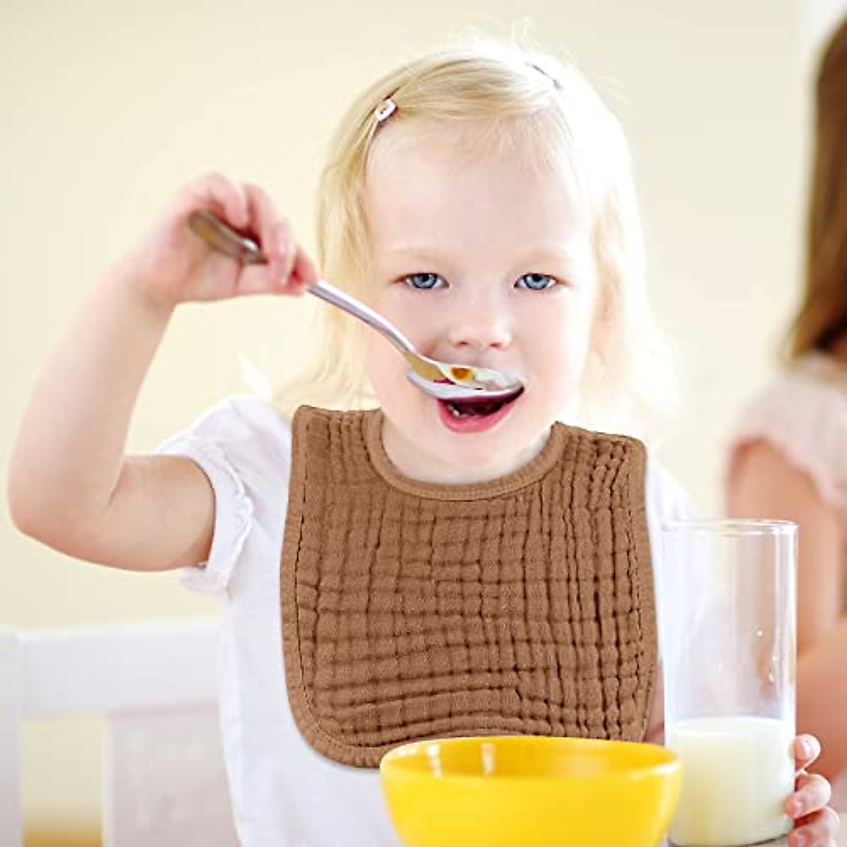 Tallew 8 Pack Baby Burp Cloth Muslin Sets Unisex Bibs Muslin Burp Cloth Cotton Burp Rags Absorbent Soft Burping Cloth(Bright Color)