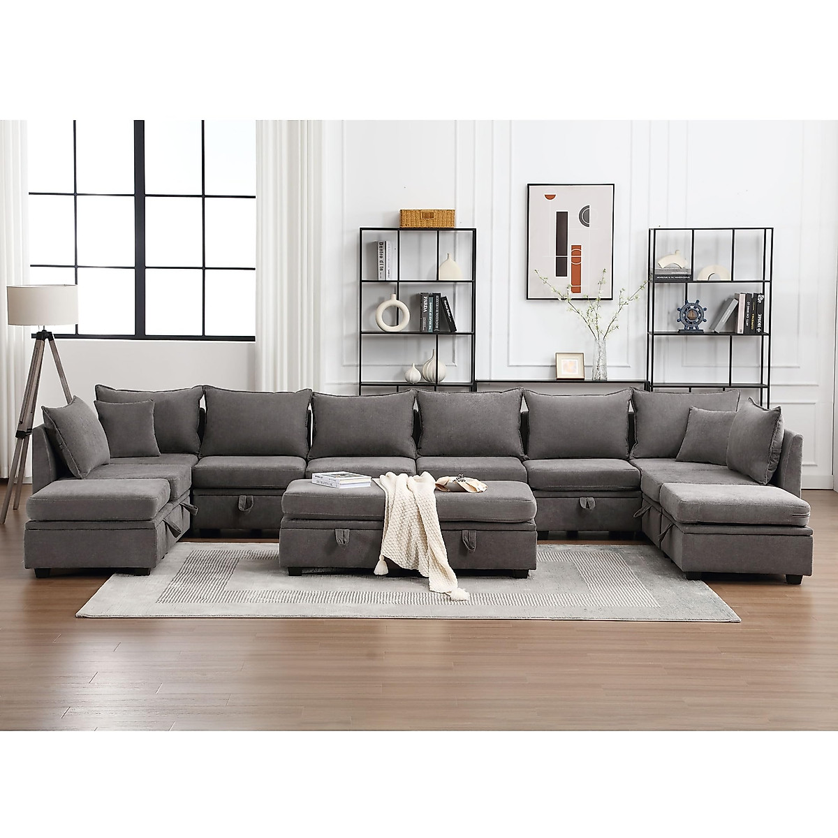 BOSMILLER Fabric Modular Sectional Sofa, 5-7 Pieces, Convertible, Storage, Sofa Couch for Living Room
